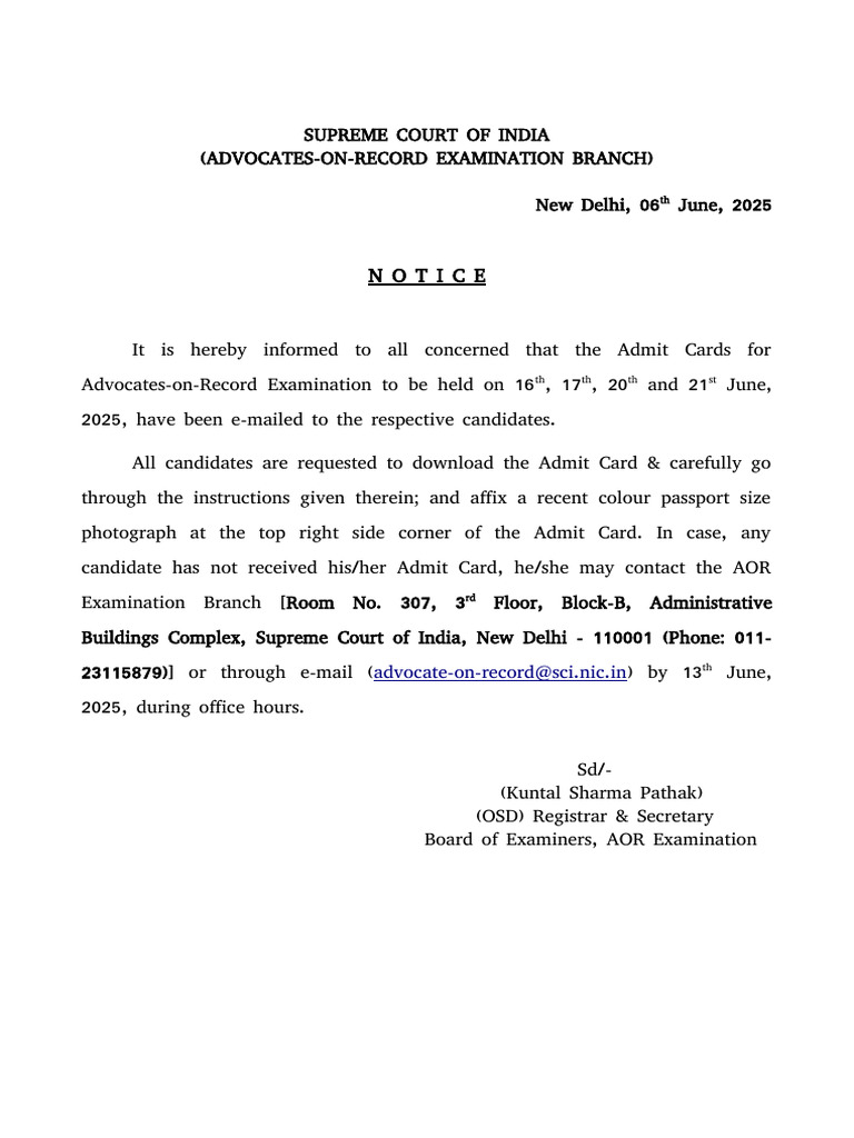 Notice: Advocate-On-Record@sci - Nic.in | PDF