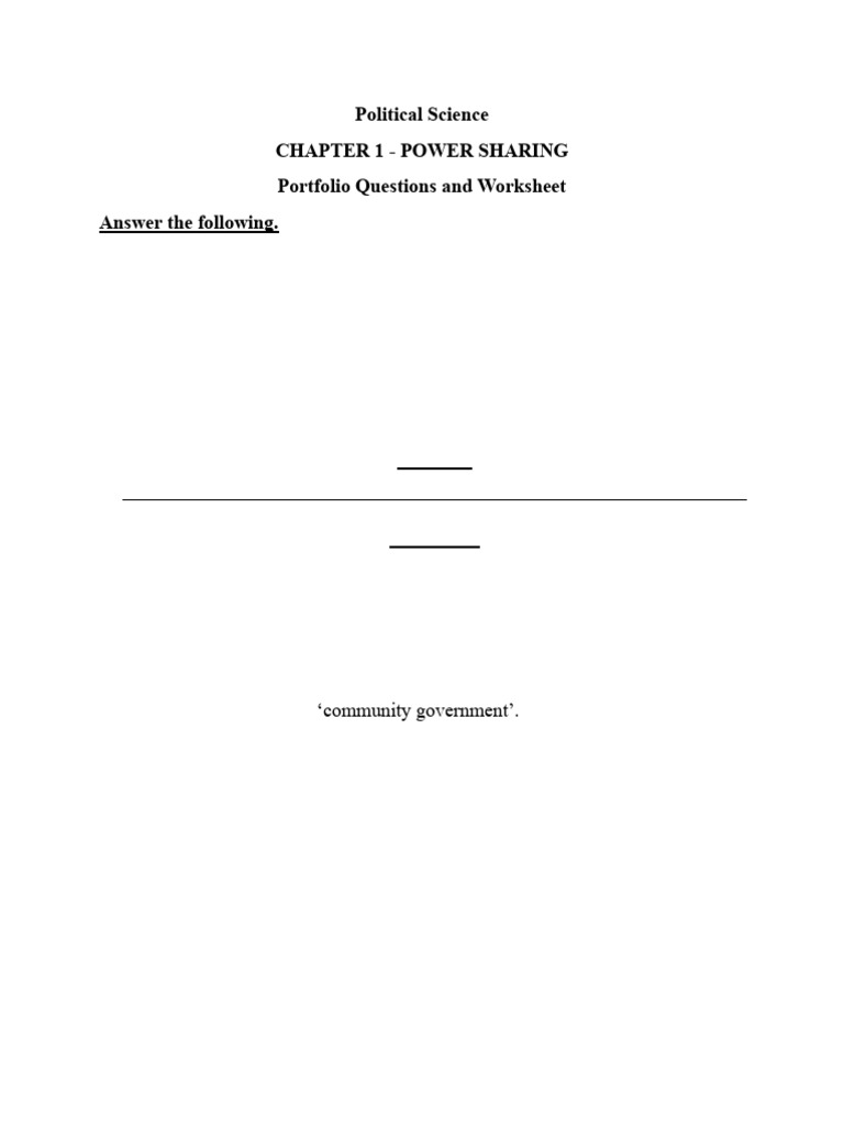 Power Sharing - Portfolio & Worksheet 2024-2025 | PDF