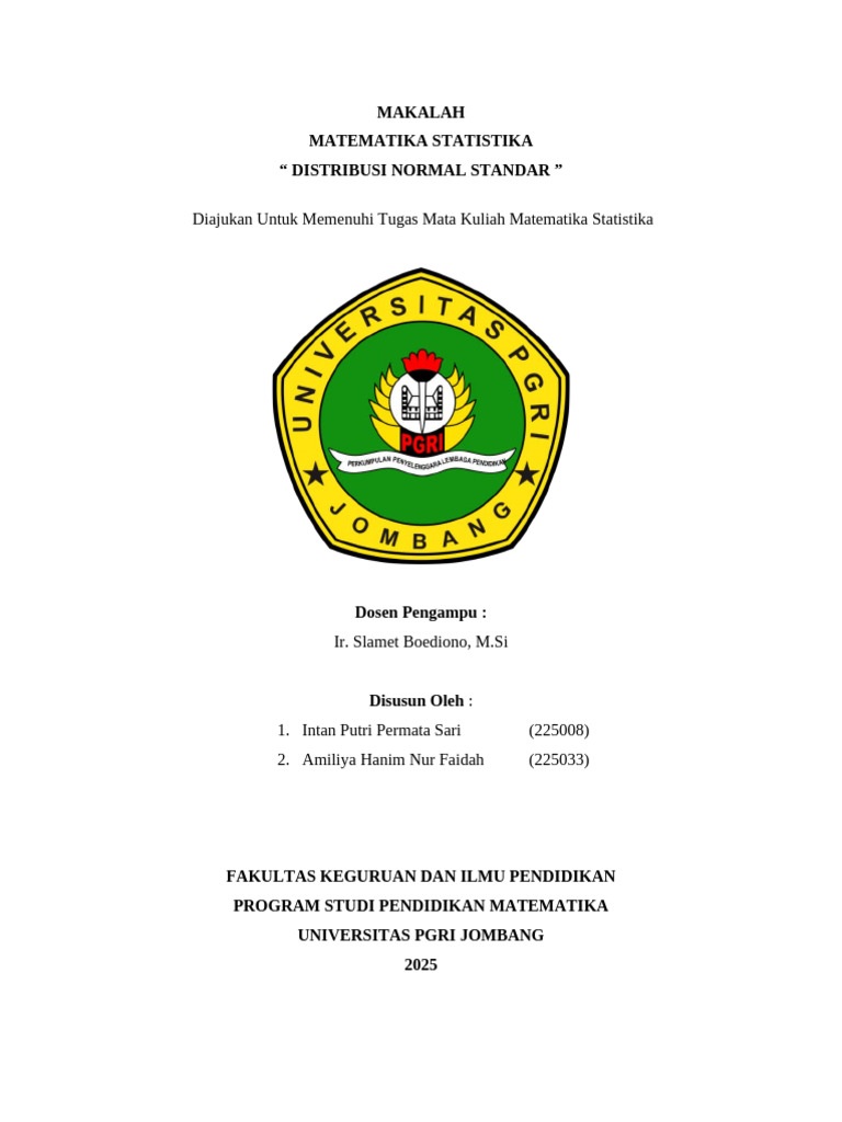Distribusi Normal Standar dalam Statistika | PDF