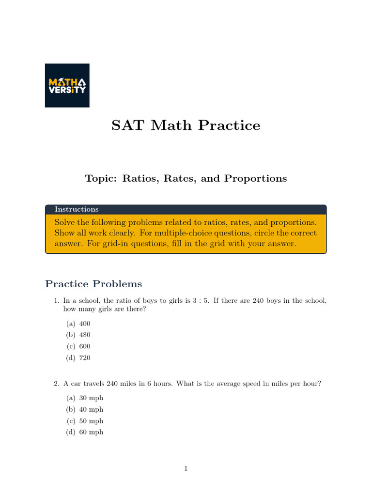SAT Practice: Ratios and Proportions | PDF | Chess Openings | Chess Theory