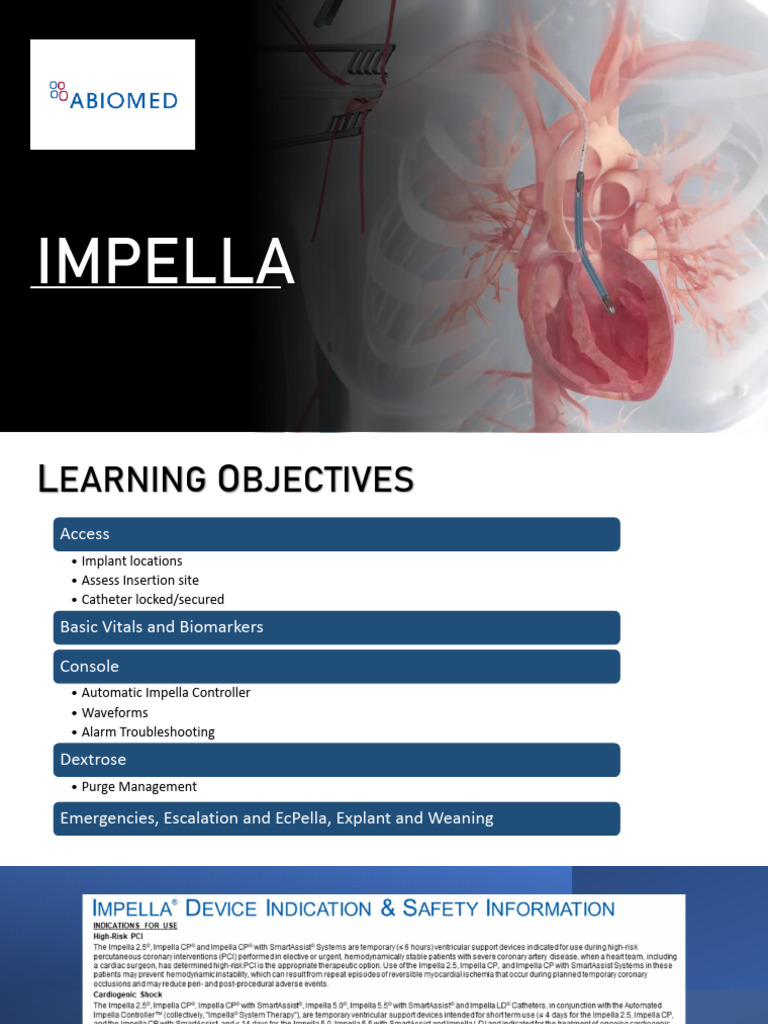 Impella Device Management and Weaning Guide | PDF | Medicine ...