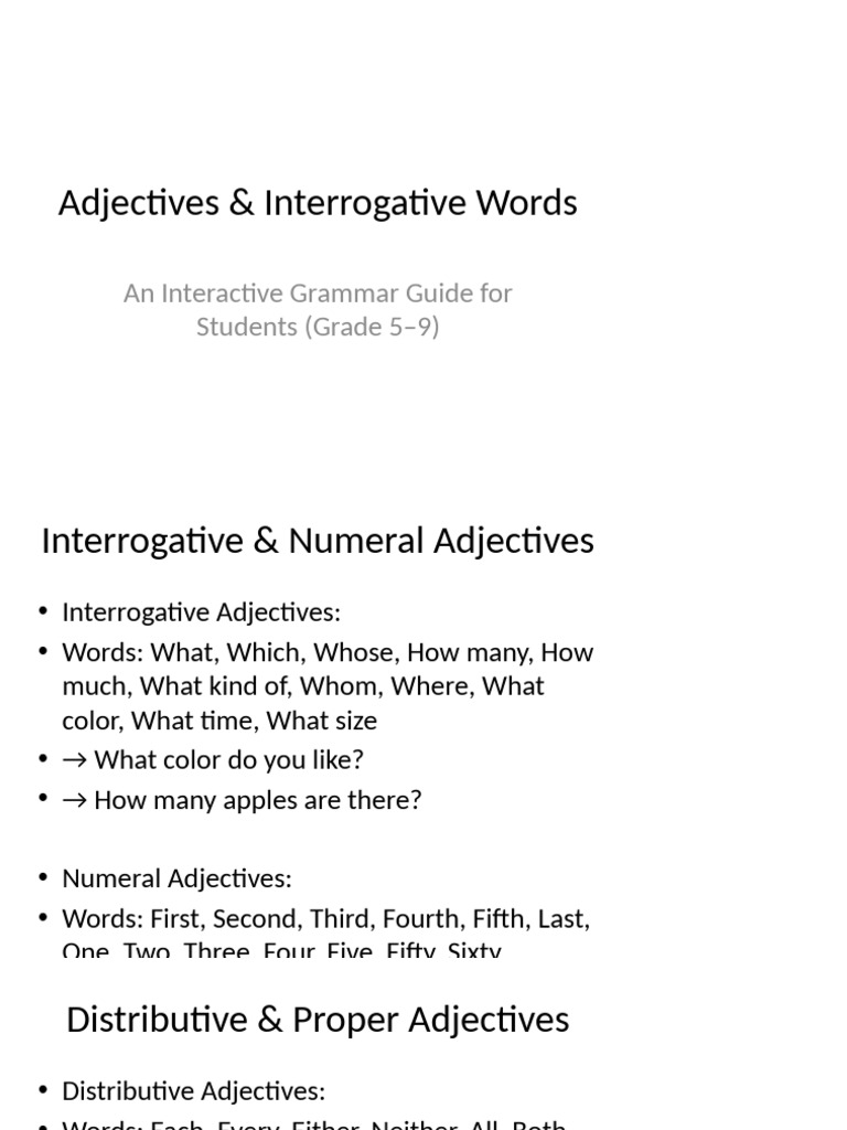 Adjective Grammar Poster | PDF