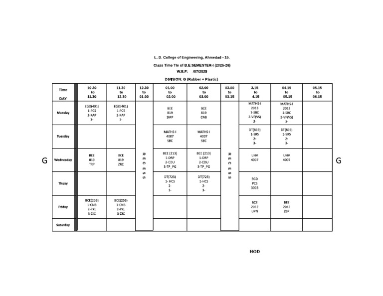 G Div - Updated TT | PDF