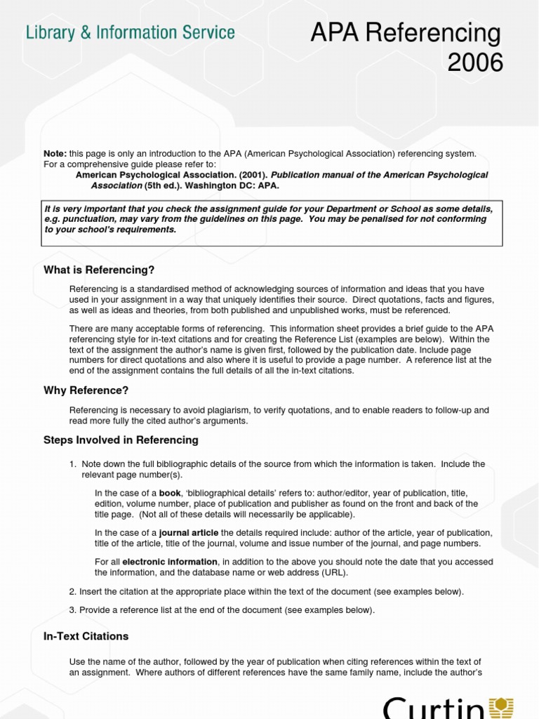 APA Referencing Guide for Students | PDF | Citation | Publishing
