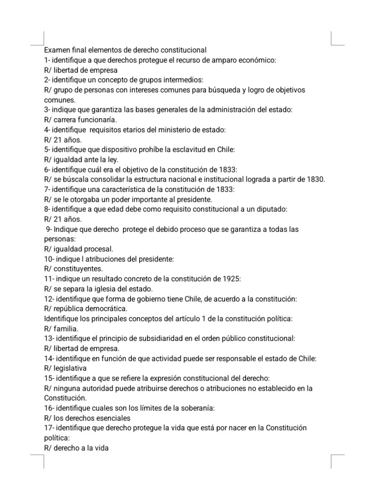 Examen Final Elementos de Derecho Constitucional | PDF