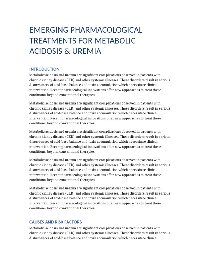 Emerging Pharmacological Treatments For Metabolic Acidosis and Uremia | PDF | Chronic Condition ...