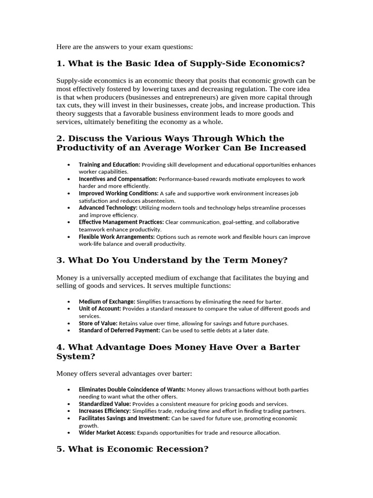 3 Here Are The Answers To Your Exam Questions | PDF | Recession ...