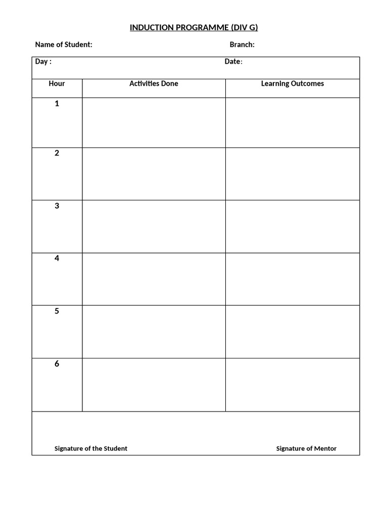 First Year - Induction Report Format | PDF