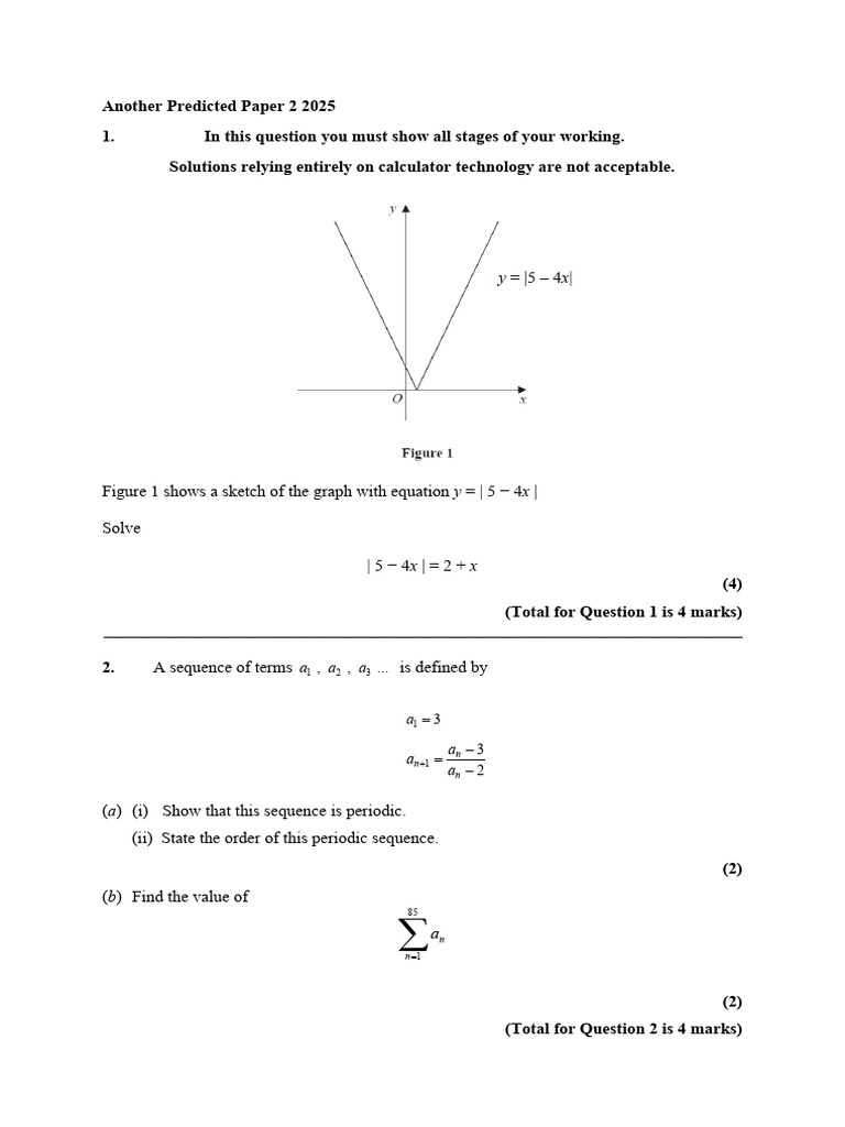 Predicted Maths Paper 2 for 2025 | PDF | Mathematics | Mathematical Objects