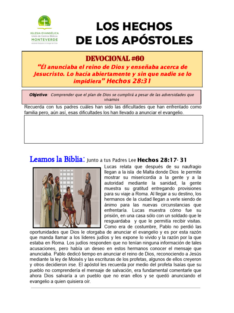 #60 - Hechos 28. 17-31 - Pablo Predica en Roma | PDF | Pablo el apóstol ...
