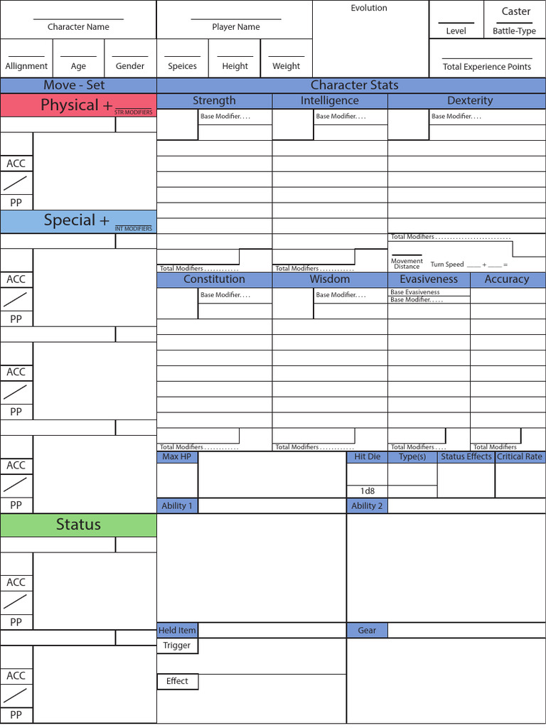 Pokemon RPG Sheet - Refined - Caster | PDF | Gaming | Video Games