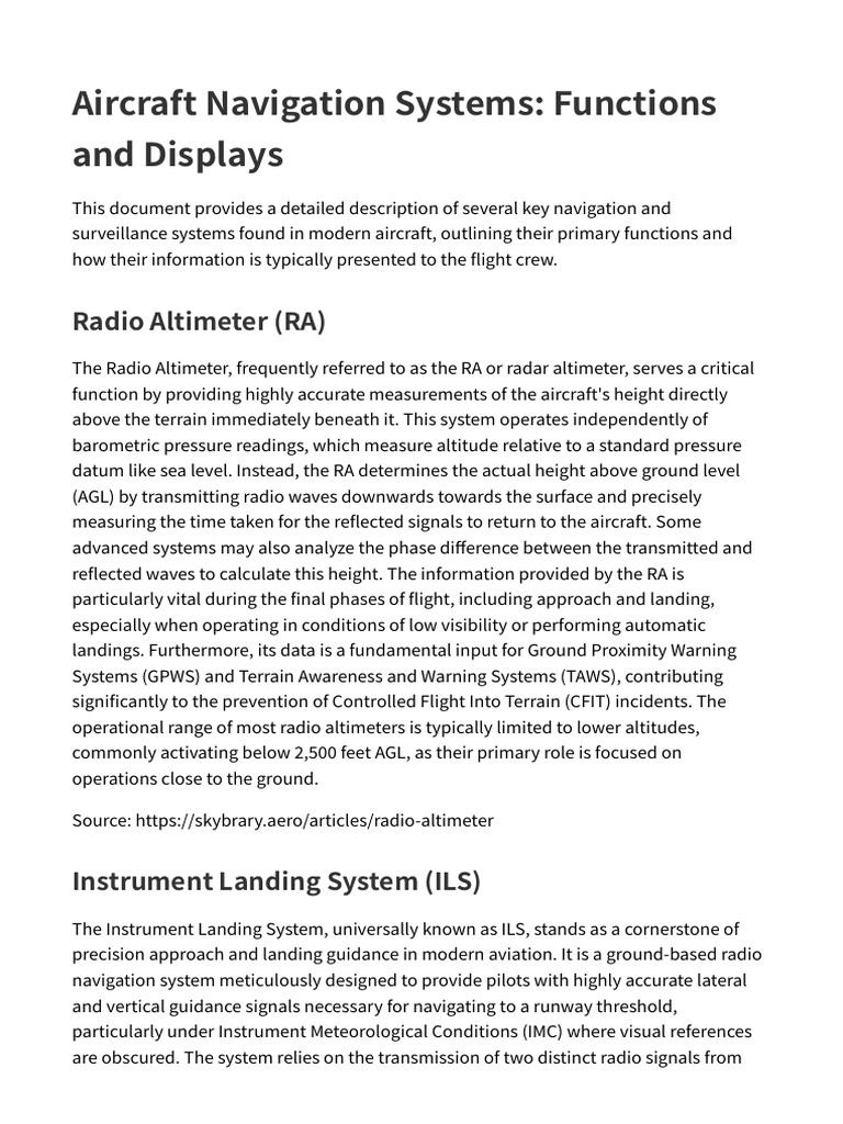 Aircraft Navigation Systems: Functions and Displays | PDF | Transponder ...