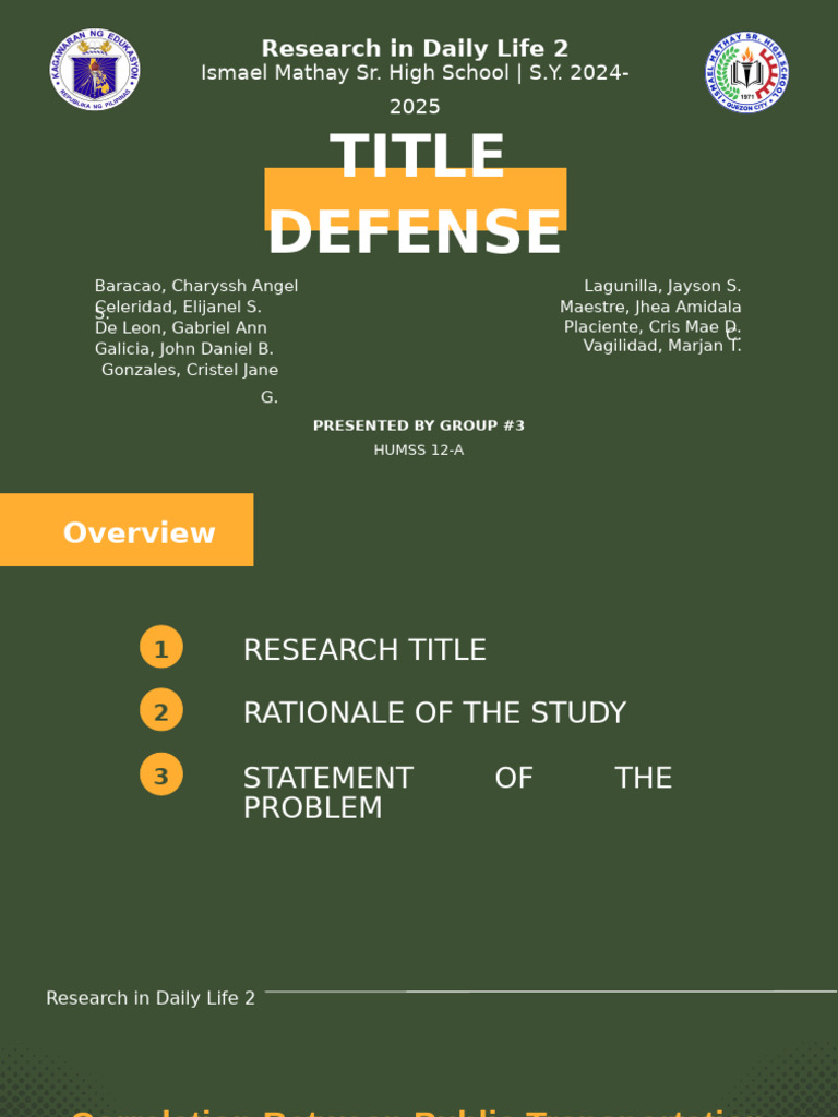 Sample PPT Slides For Title Defense HUMSS | PDF | Transport