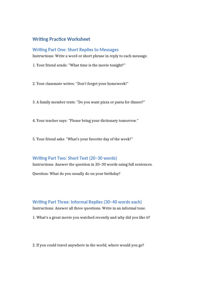 Essay Writing Practice Worksheet | PDF