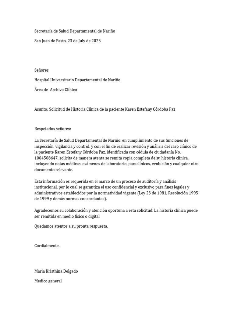 Oficio de Solicitud | PDF