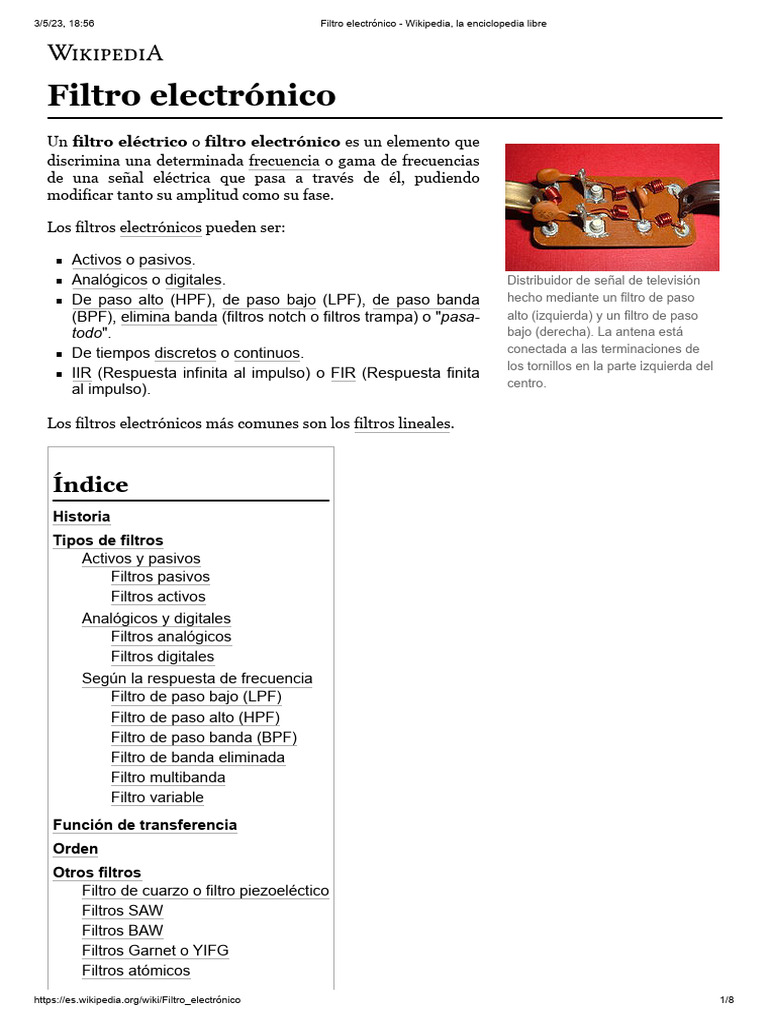 Filtro Electrónico - Wikipedia, La Enciclopedia Libre | PDF | Filtro ...
