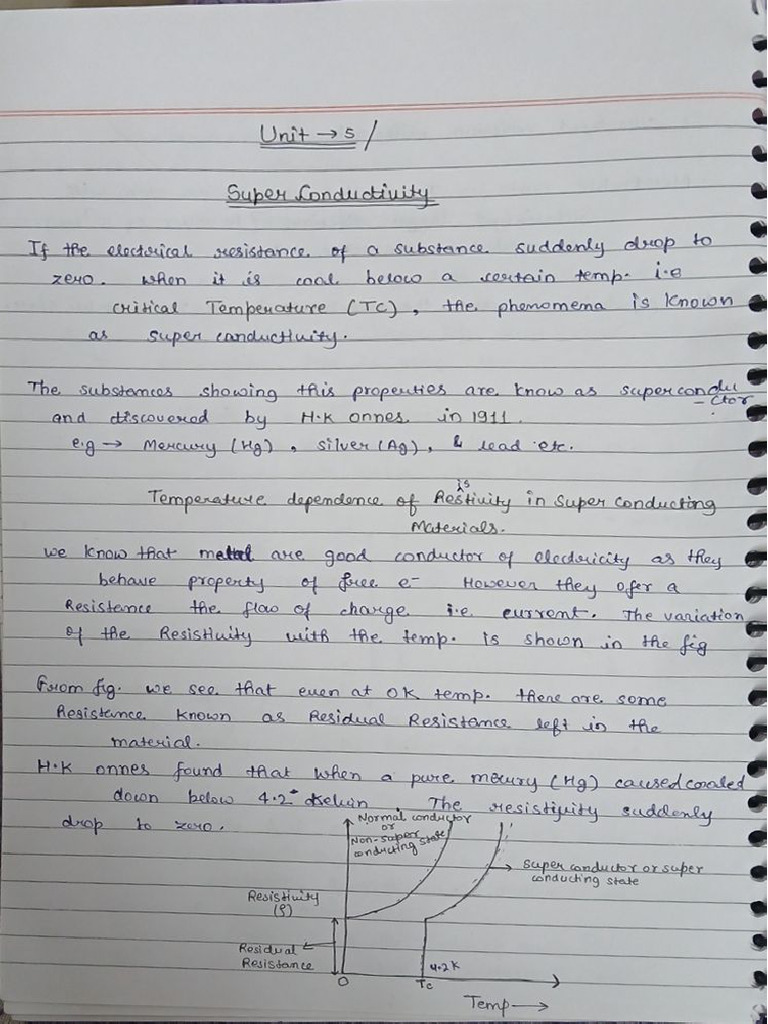 Physics Unit 5 Superconductivity | PDF