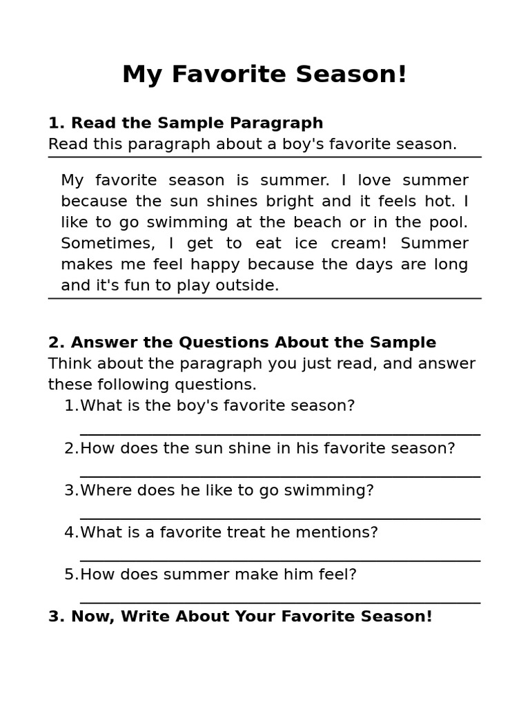 Eng 2 - Writing My Favorite Season | PDF