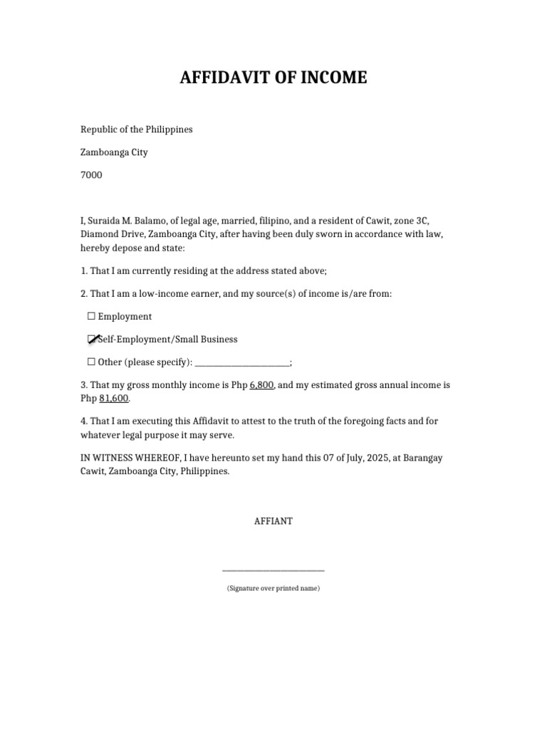 Affidavit of Low Income | PDF