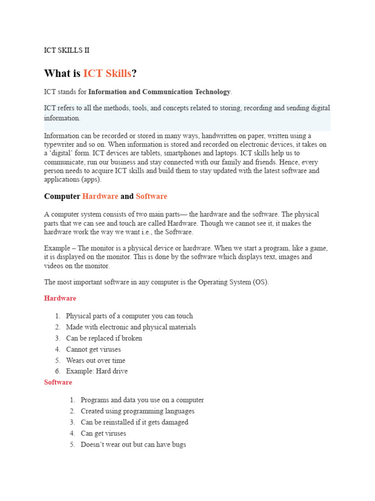 Understanding ICT Skills and Computer Basics | PDF | Computer File ...