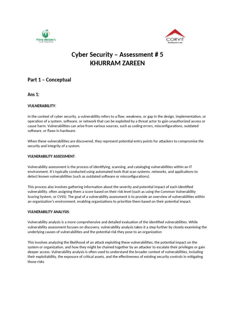 Assesment V - Khurram Zareen | PDF | Computer Security | Security