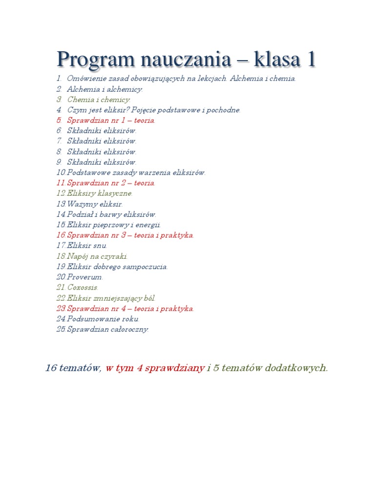 Program Nauczania | PDF