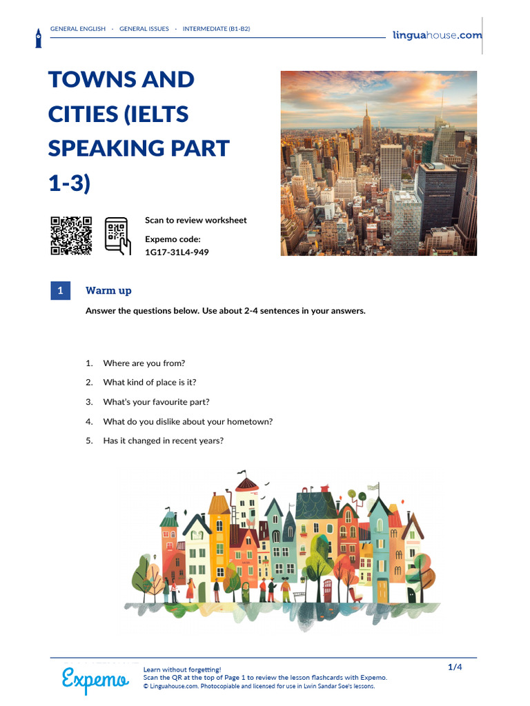 Lesson 23. Towns and Cities (IELTS Speaking Part 1-3) | PDF
