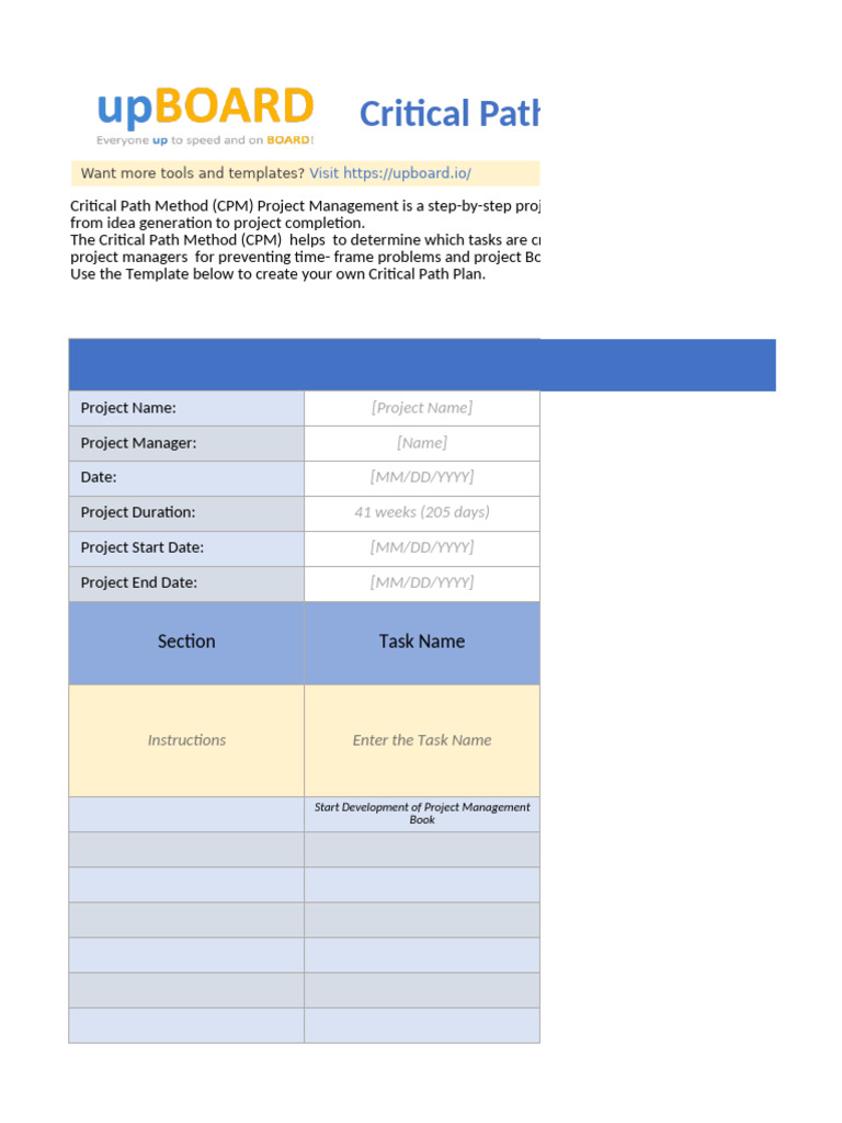 Free Critical Path Method Template Excel Download | PDF | Project ...