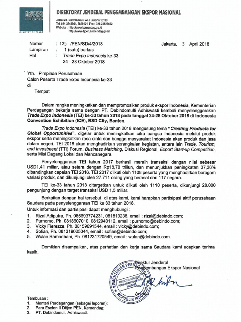 Surat Dirjen PEN Untuk TEI 2018 | PDF