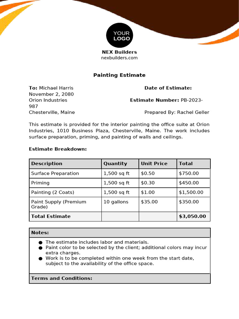 Painting Estimate Template | PDF