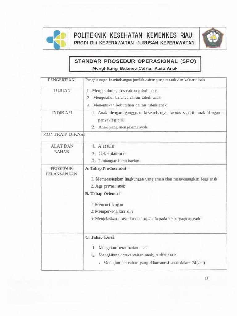 Sop Menghitung Balance Cairan | PDF