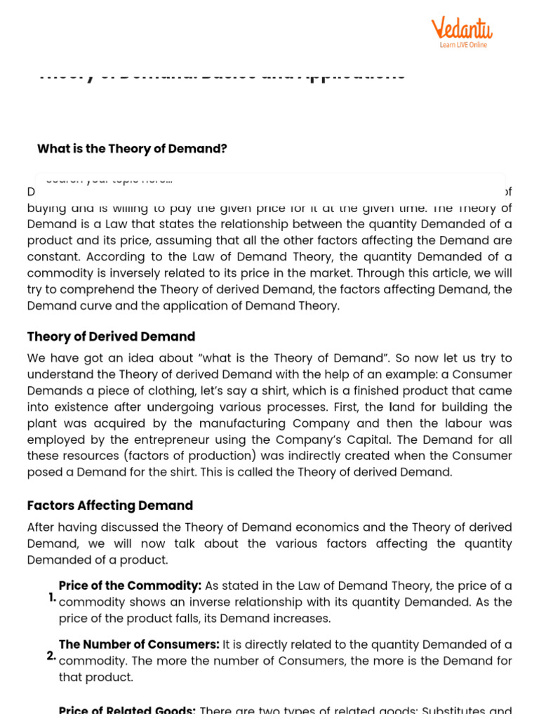 Theory of Demand - Basics and Applications | PDF