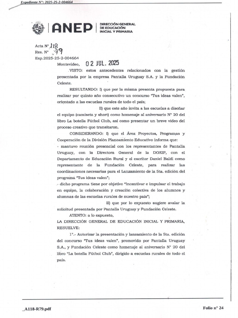 Resolución y Bases Concurso Tus Ideas Valen 2025 | PDF