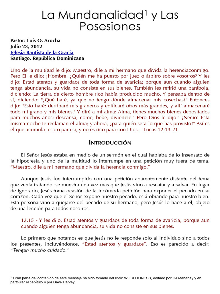 Mundanalidad | PDF | Pecado | Jesús