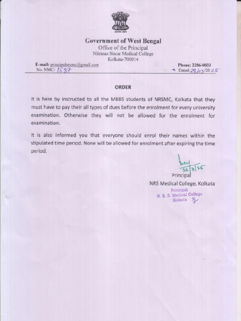 Order For Fees Payment Before Enrolment | PDF