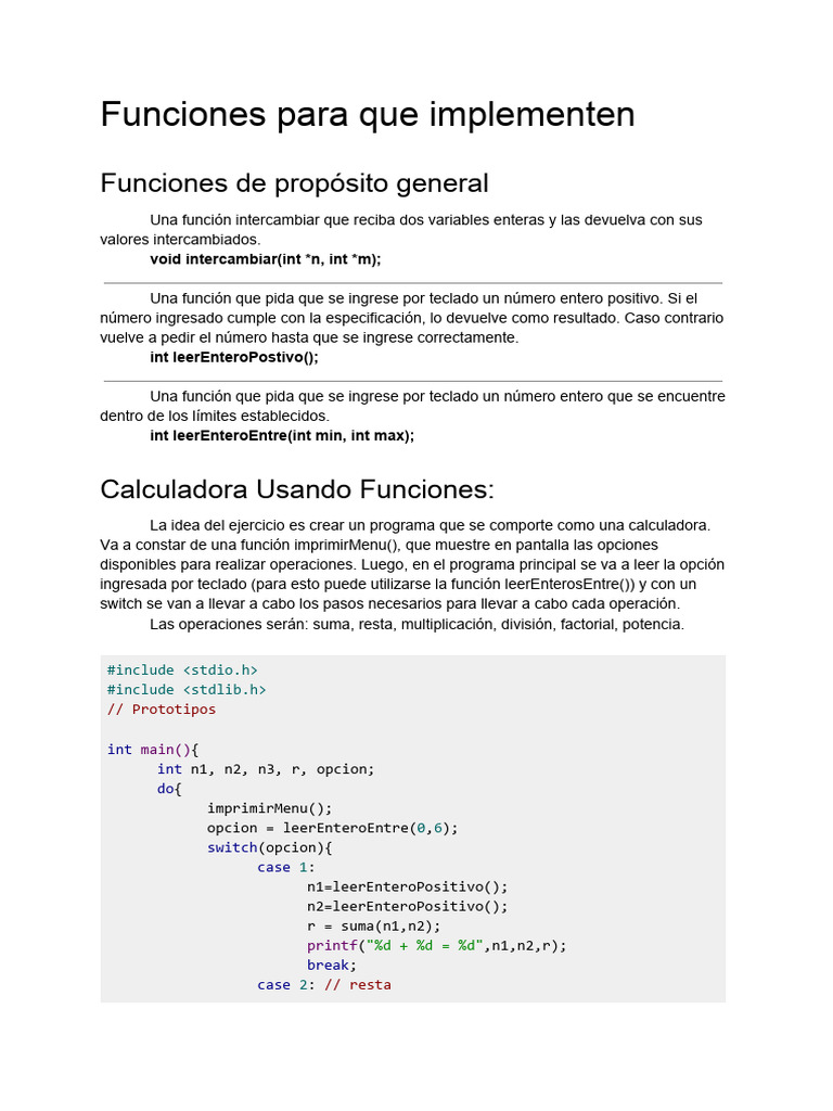 Nuevos Ejercicios de Funciones | PDF | Programación de computadoras | Matemáticas