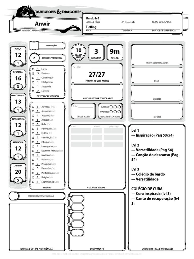 Ficha Do Anwir | PDF