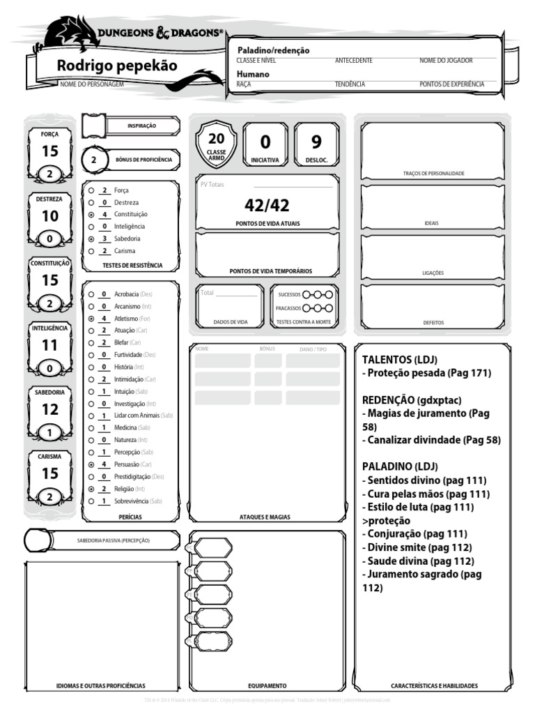 Ficha Do Rodrigo Pepekão | PDF