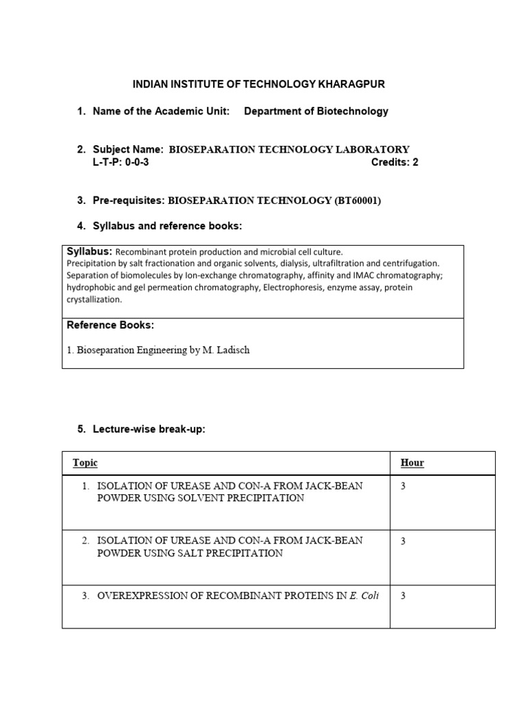 Bioseparation Technology Laboratory | PDF
