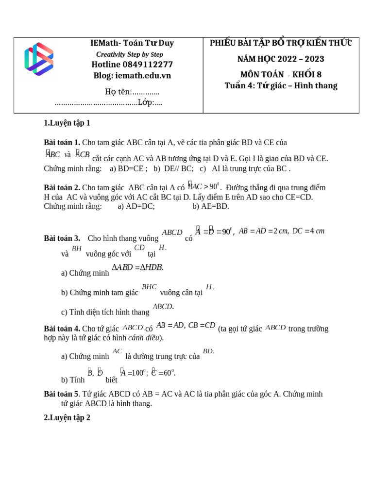 NC Tu Giac Hinh Thang | PDF