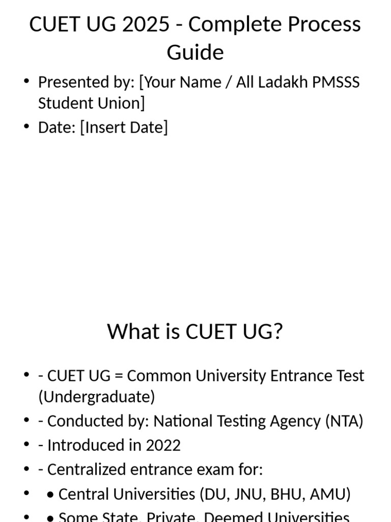 CUET UG 2025 Presentation | PDF | Educational Stages | Qualifications