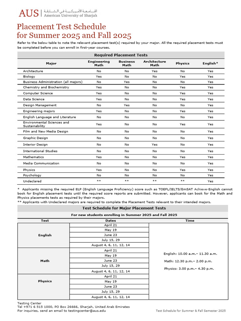 AUS Placement Test Schedule 2025 | PDF | Smartphone | Computing