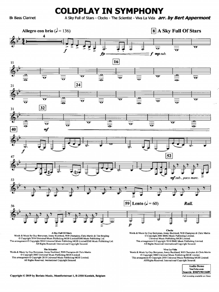 COLDPLAY - Bass Clarinet | PDF