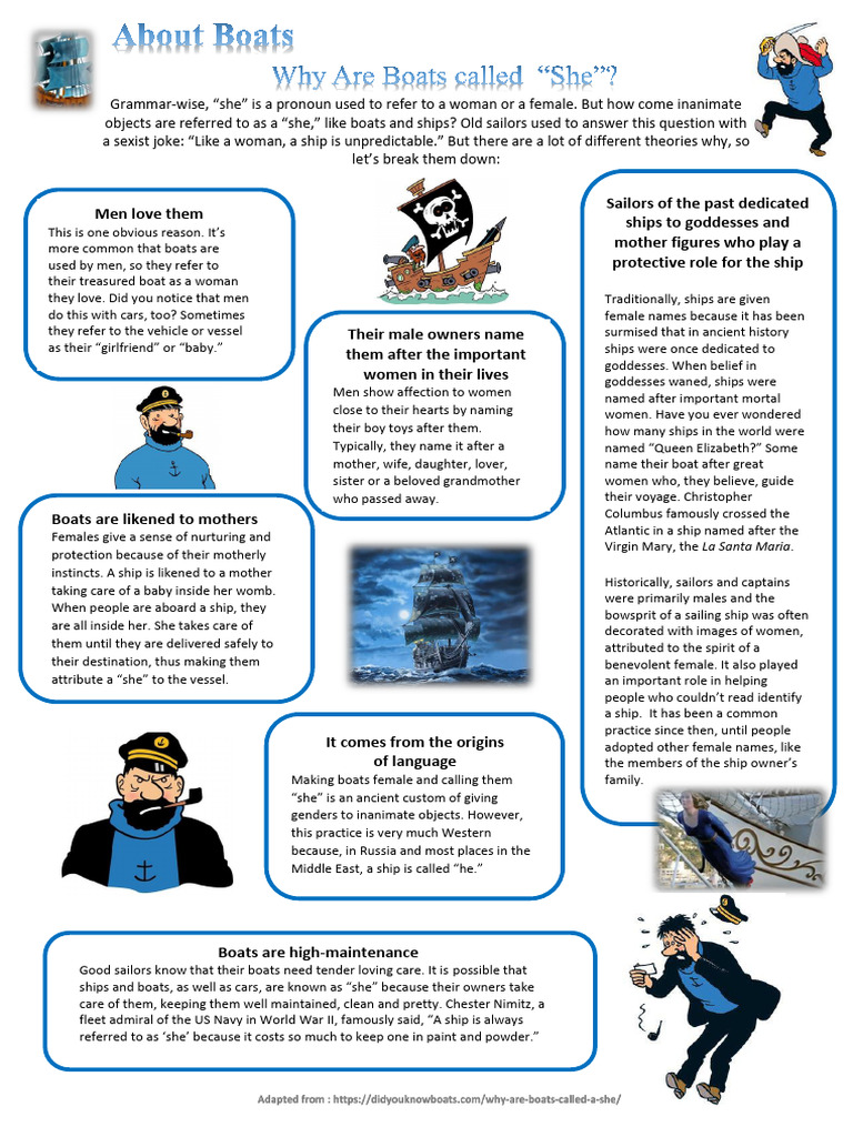 About Boats Why Are Boats Called "She" - English Worksheet | PDF ...