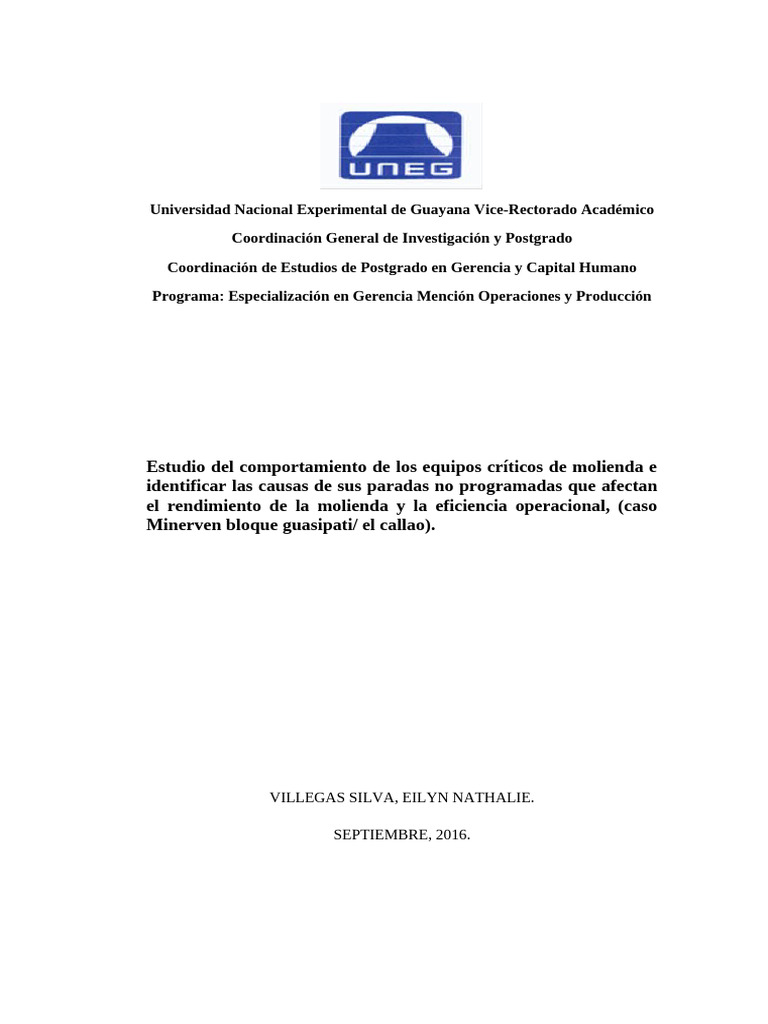 Análisis de Paradas en Molienda Minerven | PDF | Ingeniería de ...