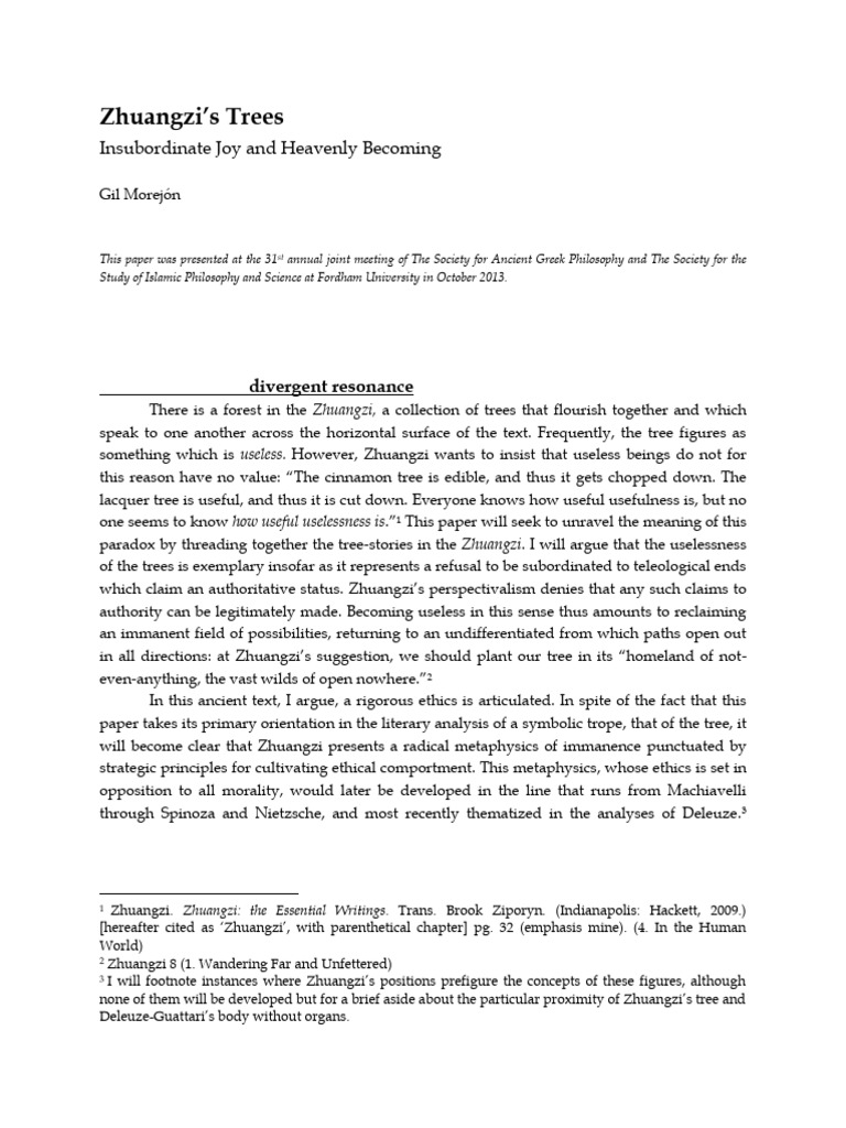 Zhuangzi's Trees: Ethics of Uselessness | PDF | Good And Evil