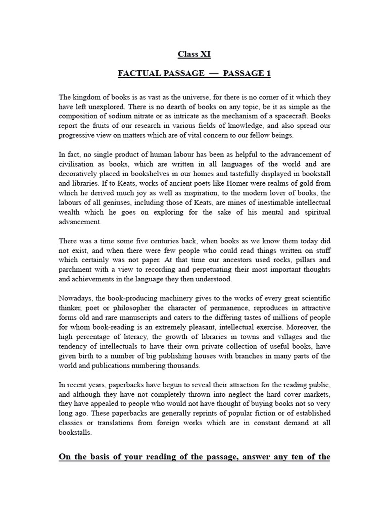 Class XI Comprehensions 2 | PDF