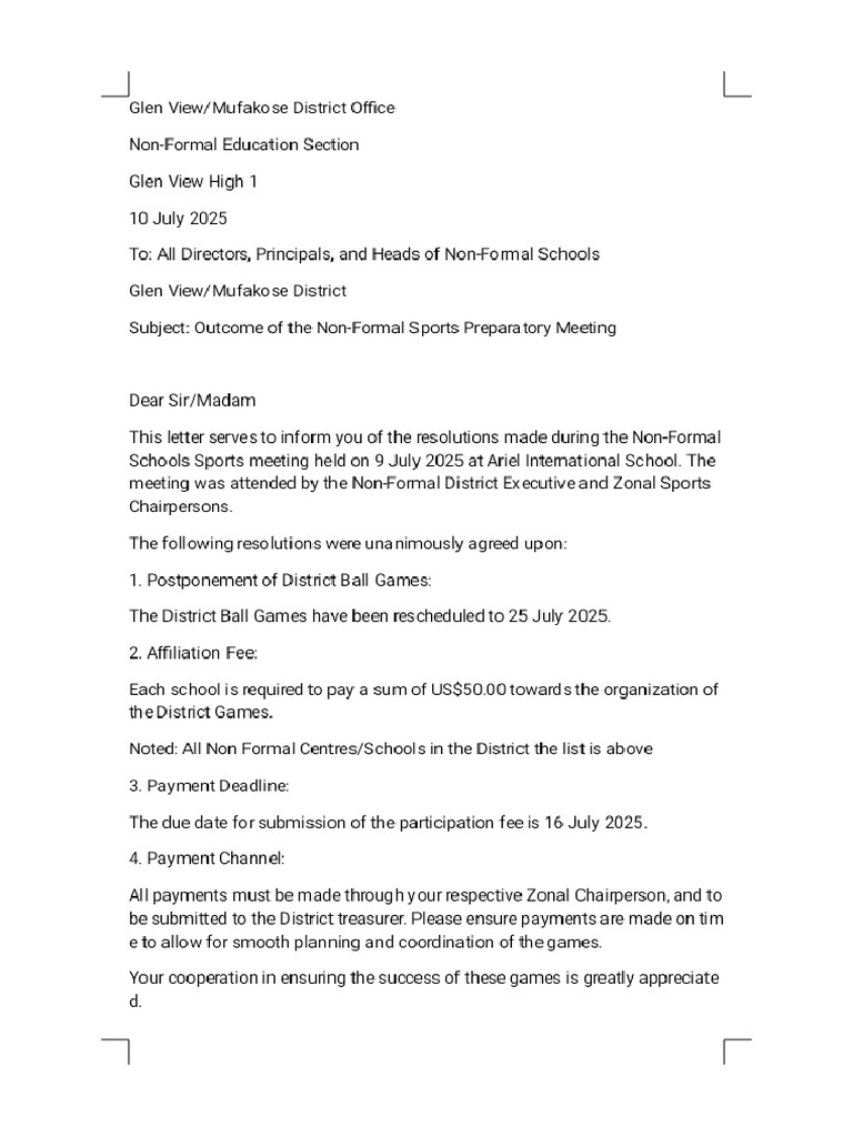 District To Non-Formal Letter - Phoenix | PDF