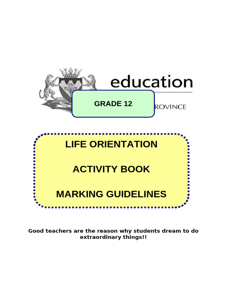 GR 12 Activity Marking Guidelines 2022 | PDF | Well Being ...