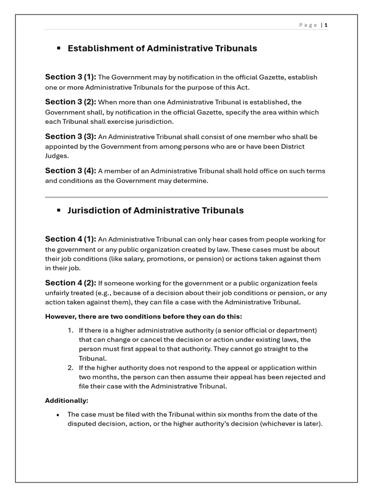Establishment of Administrative Tribunals | PDF | Tribunal | Government ...